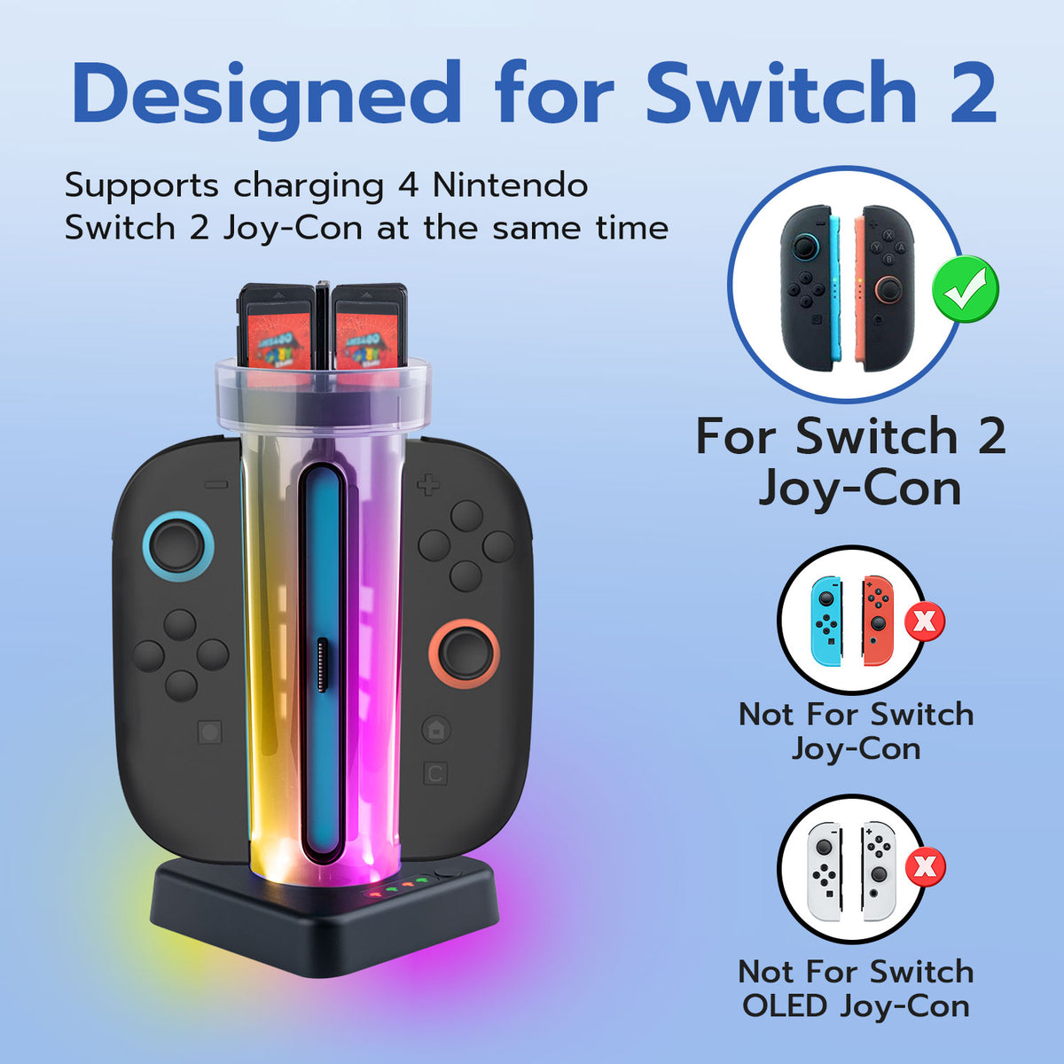 Mcbazel JYS Charging Dock for Nintendo Switch 2 Joy-Con Controllers-Bl – mcbazel