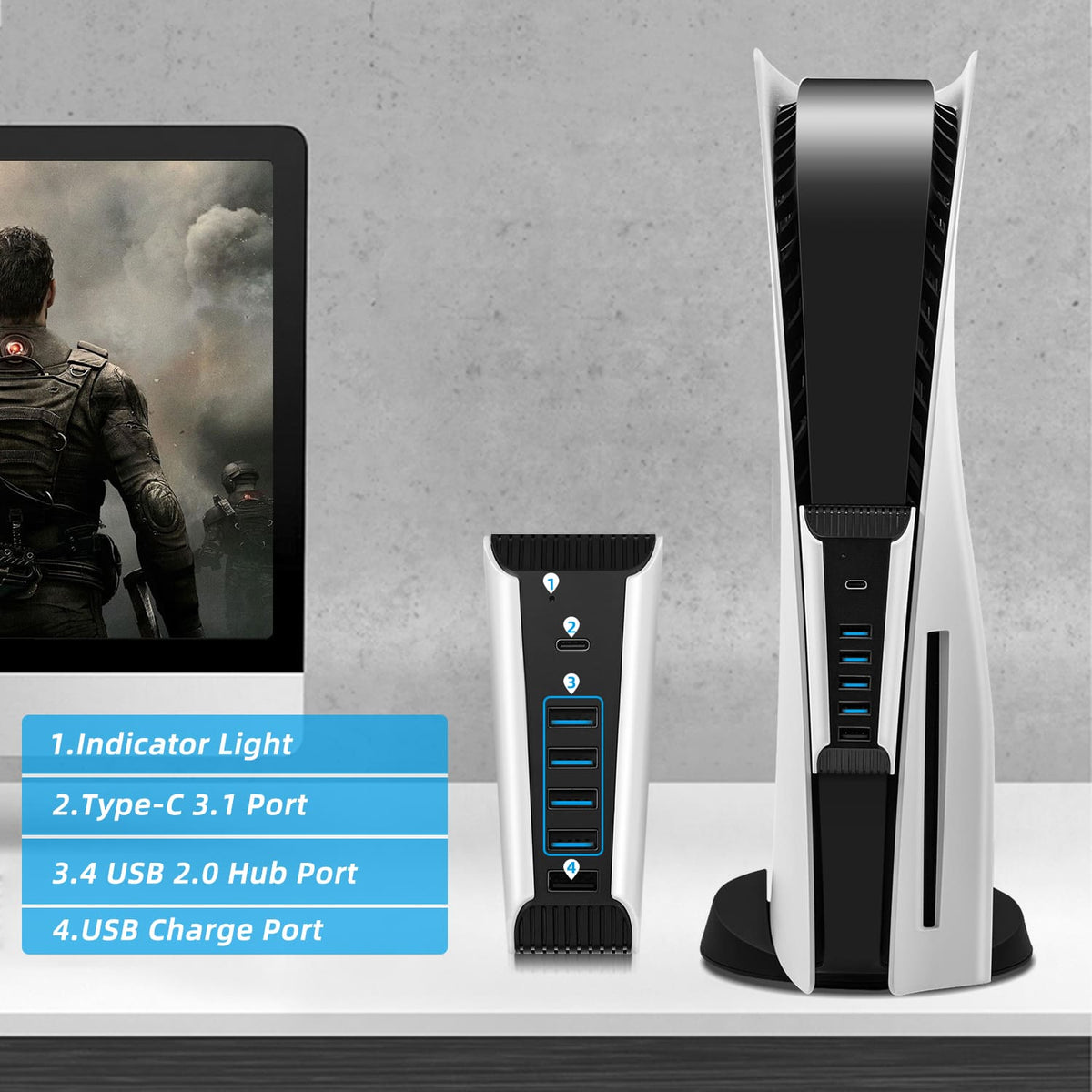 Multiport USB Hub for PS5 Console-Black(HS-PS5027) – mcbazel