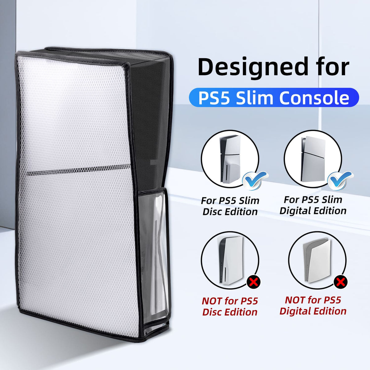 Transparent Dust Cover with Visual Window for PS5 Slim DE/UHD Gaming C ...